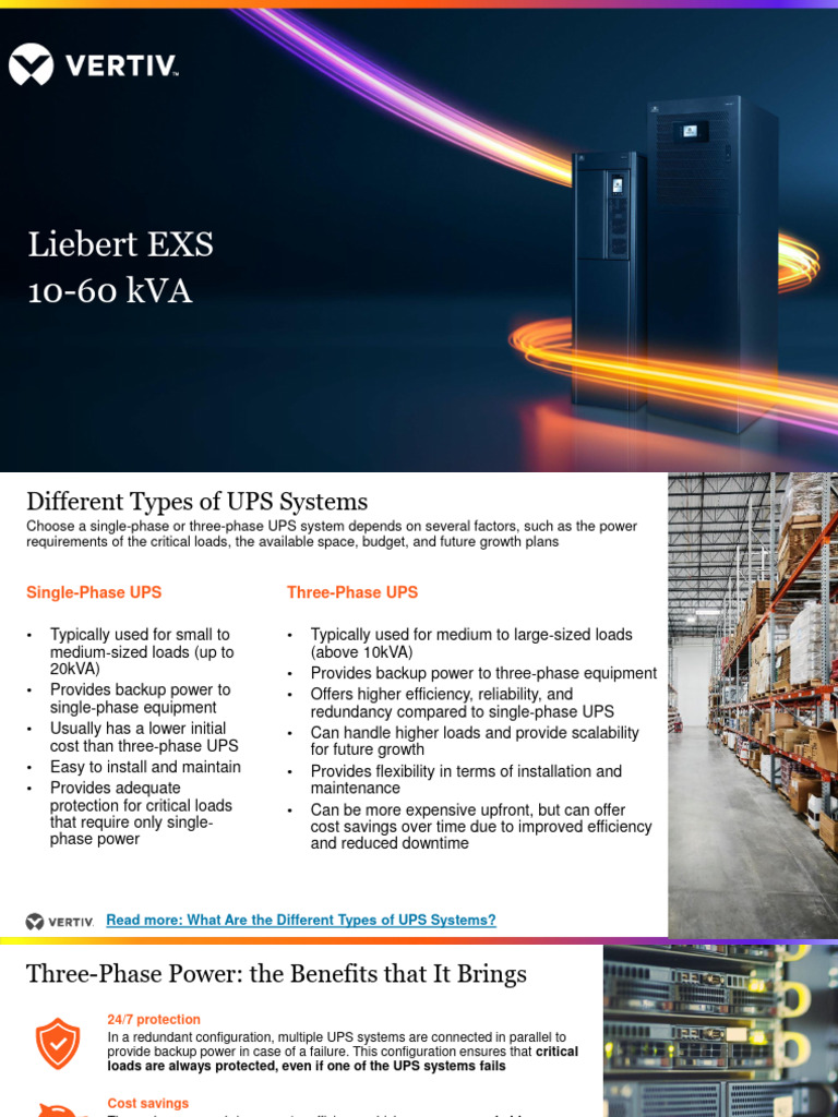 Liebert EXS 10-60 kVA | PDF | Rechargeable Battery | Battery Charger