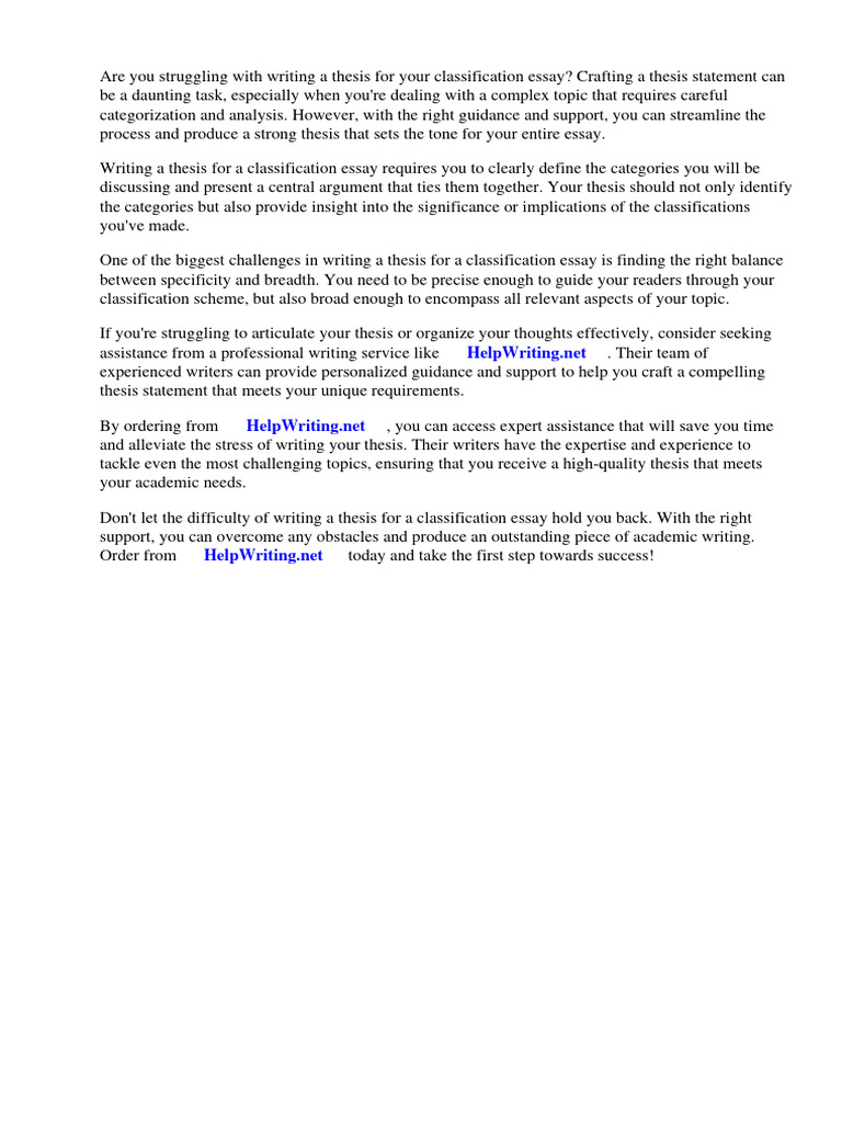 How To Write A Thesis For A Classification Essay | PDF | Essays | Thesis