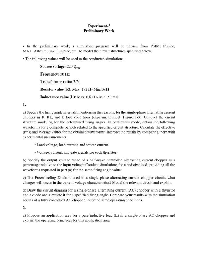 Experiment 3 Pre-Lab | PDF
