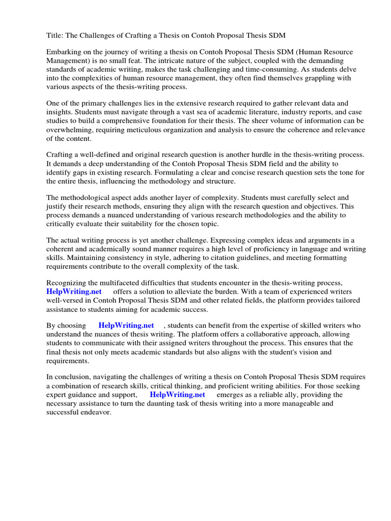 Contoh Proposal Thesis Sdm | PDF | Methodology | Cognition