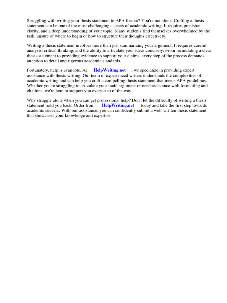 Thesis Statement Example Apa | PDF | Thesis | Apa Style