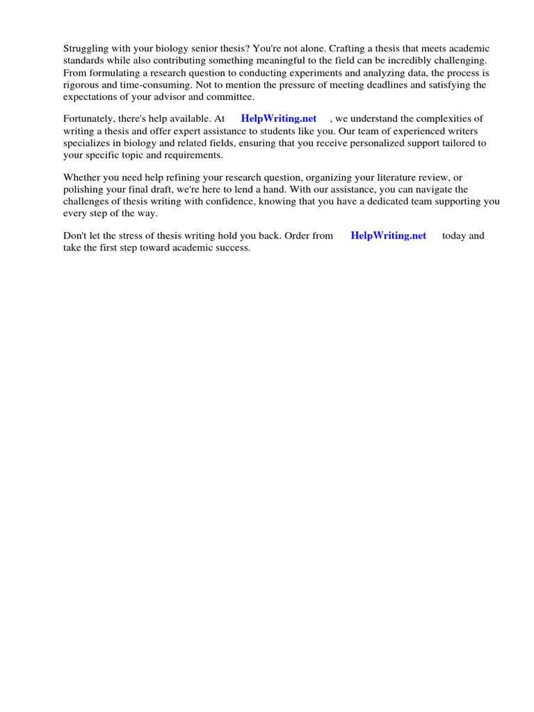 Biology Senior Thesis Topics | PDF | Mental Disorder | Thesis