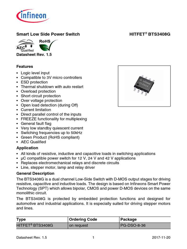 Infineon Bts3408g Ds v01 05 en | PDF | Cmos | Logic Gate