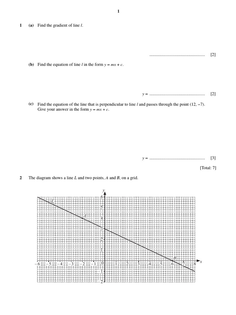 LINE EQUATION IGCSE | PDF | Mathematics | Analytic Geometry