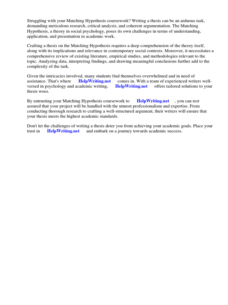 Matching Hypothesis Coursework | PDF | Hypothesis | Experiment