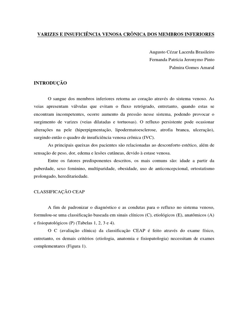 Classificação CEAP em Insuficiência Venosa | PDF | Varizes | Veia