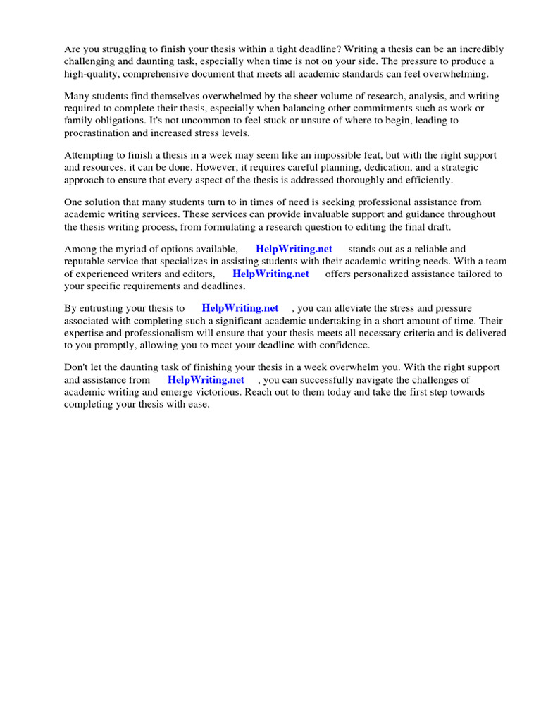 Finish Thesis in A Week | PDF | Thesis | Social Media
