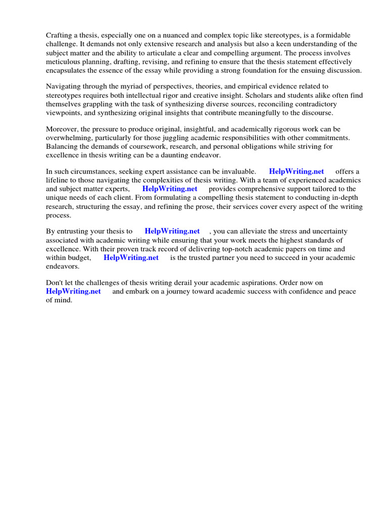 Stereotype Essay Thesis Statement | PDF | Stereotypes | Essays