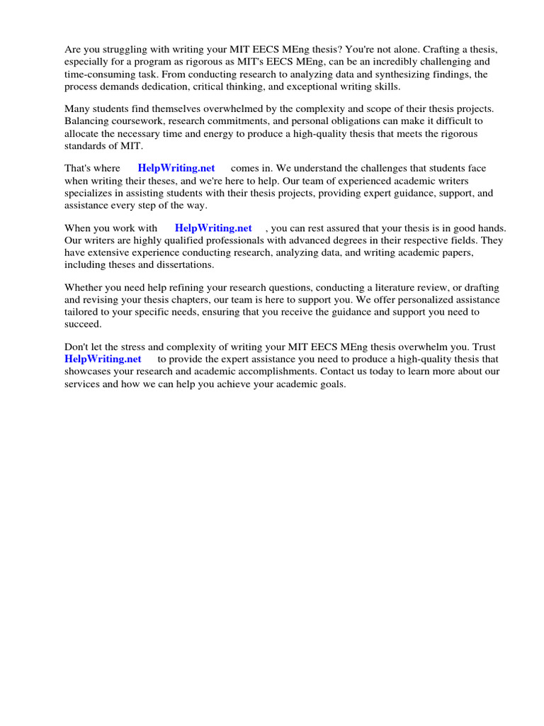 Mit Eecs Meng Thesis | PDF | Thesis | Science