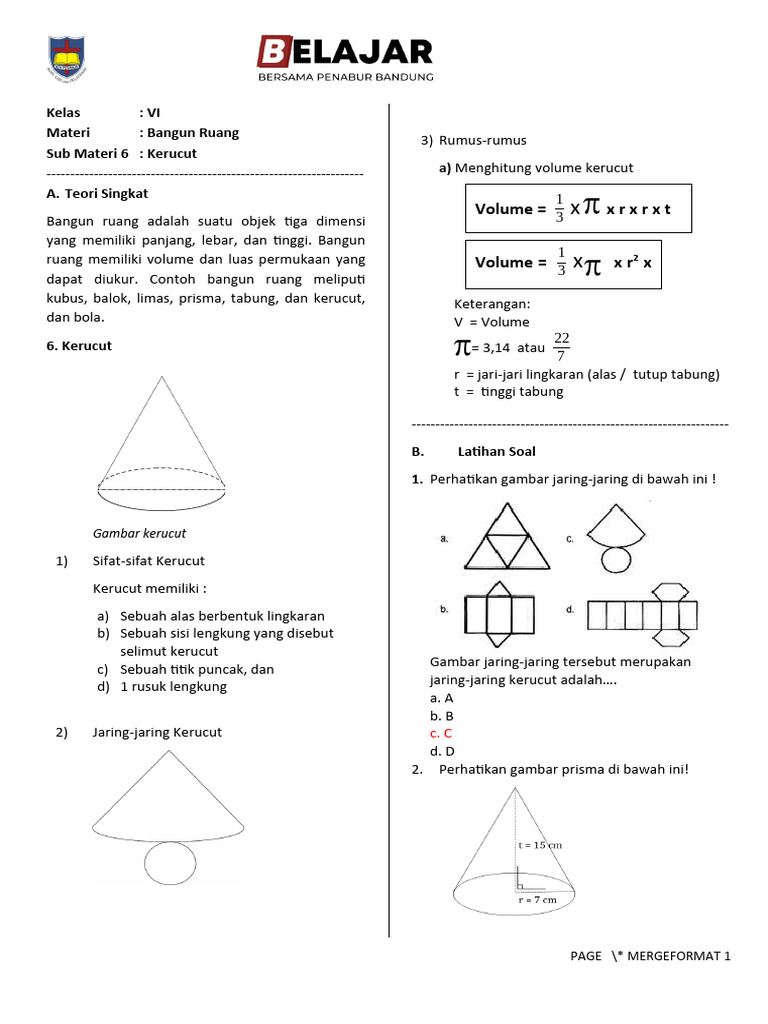 Modul Sub Materi 6 Kerucut | PDF