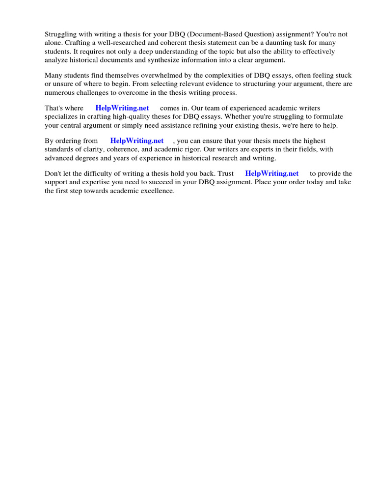 Example of a Dbq Thesis | PDF | Essays | Thesis
