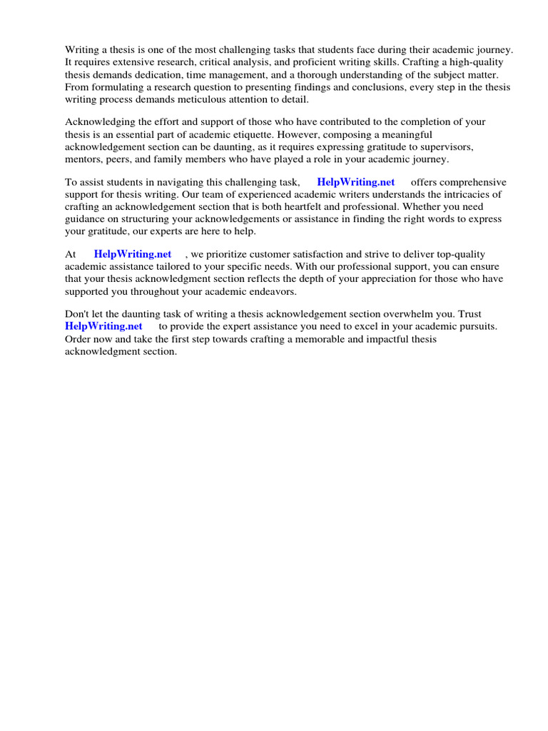 Acknowledgement Master Thesis Sample | Download Free PDF | Thesis ...