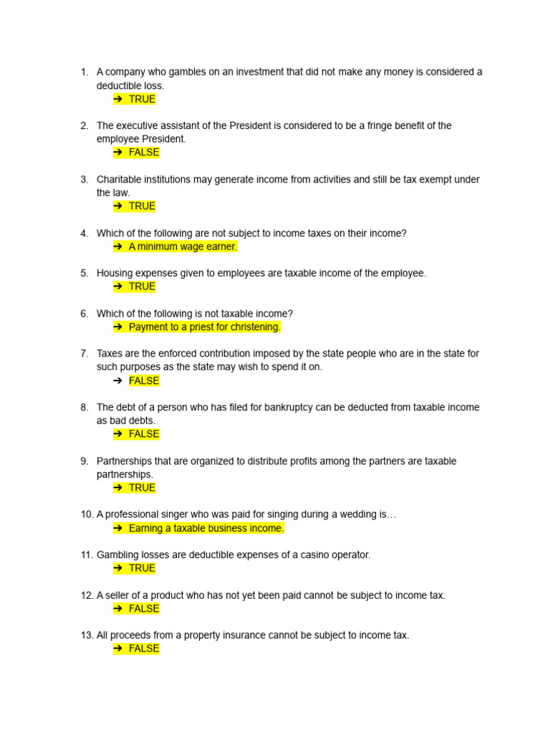 Quiz 4 Income Tax Pdf Taxes Income Tax