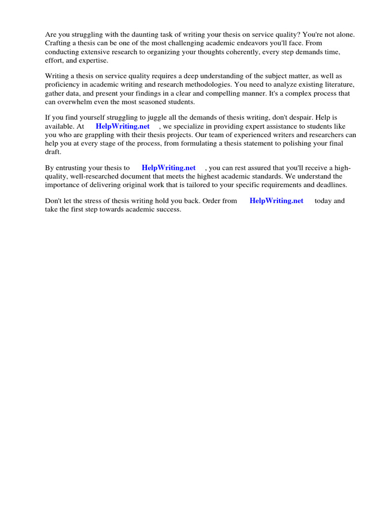 Service Quality Thesis PDF | PDF | Thesis | Customer Satisfaction