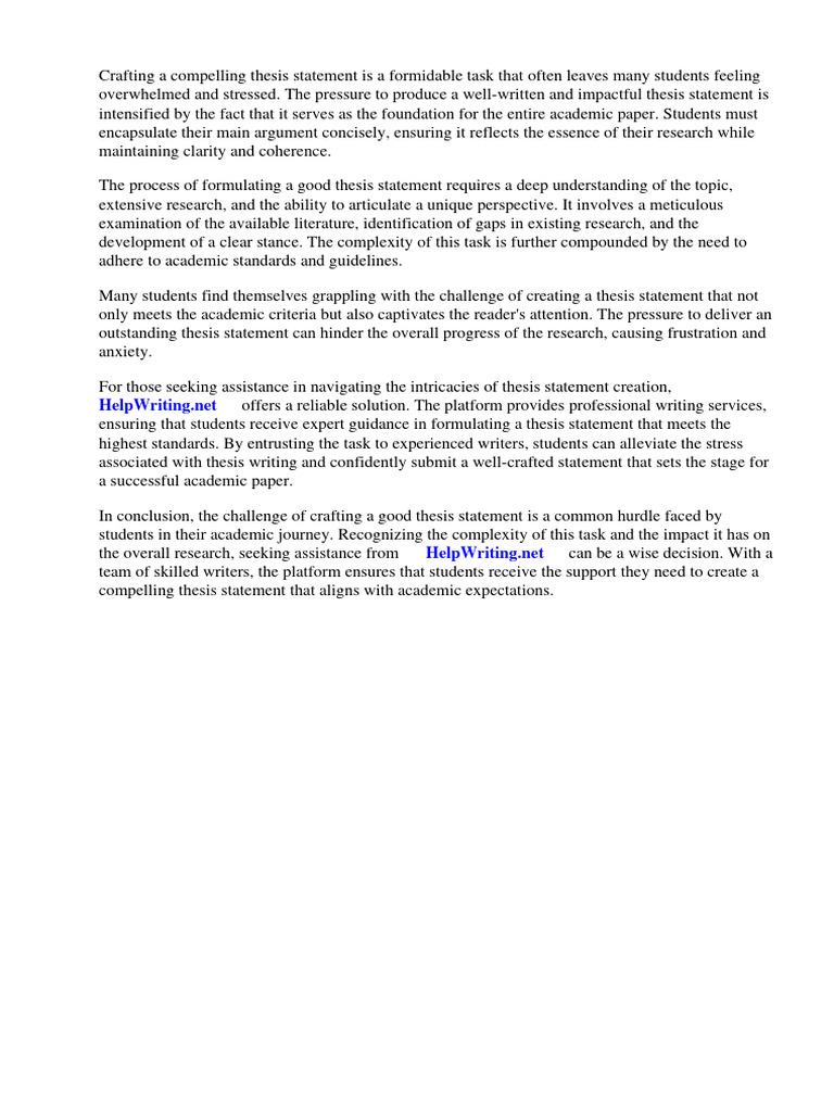 Example For A Good Thesis Statement | PDF | Essays | Thesis