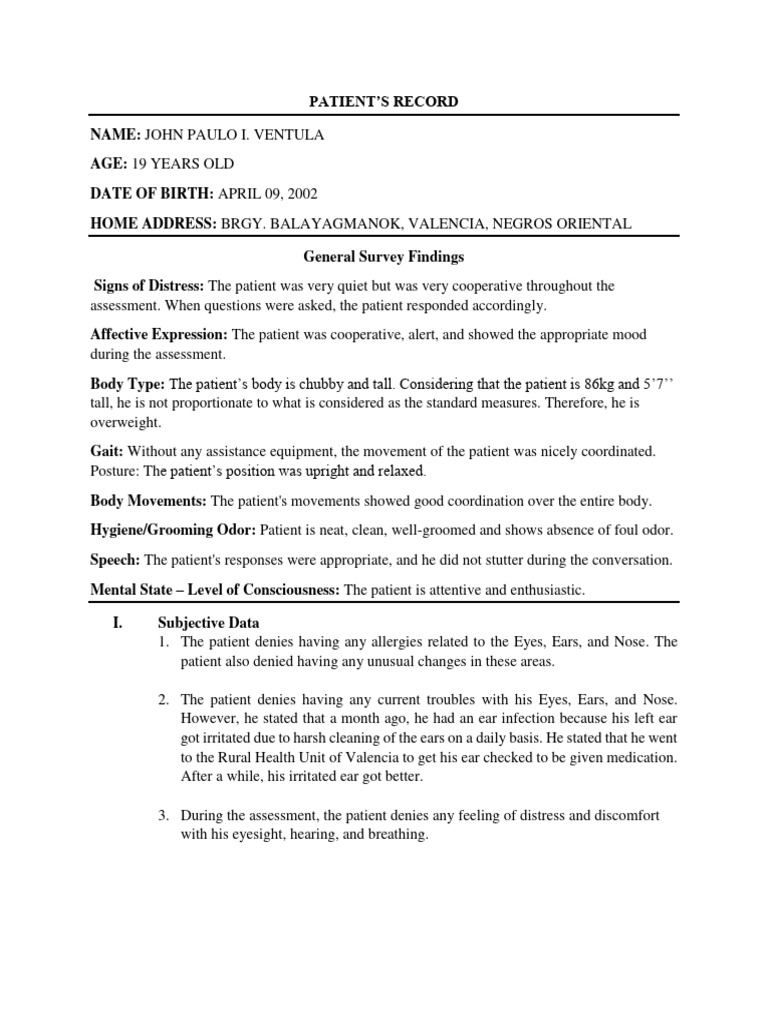 BAENA PA of The Eyes Ears Nose | PDF | Visual Acuity | Human Eye