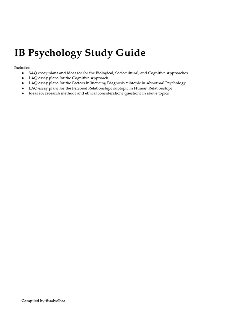 IB Psychology Study Guide (By Ualyelhsa#5014) | PDF | Odor ...