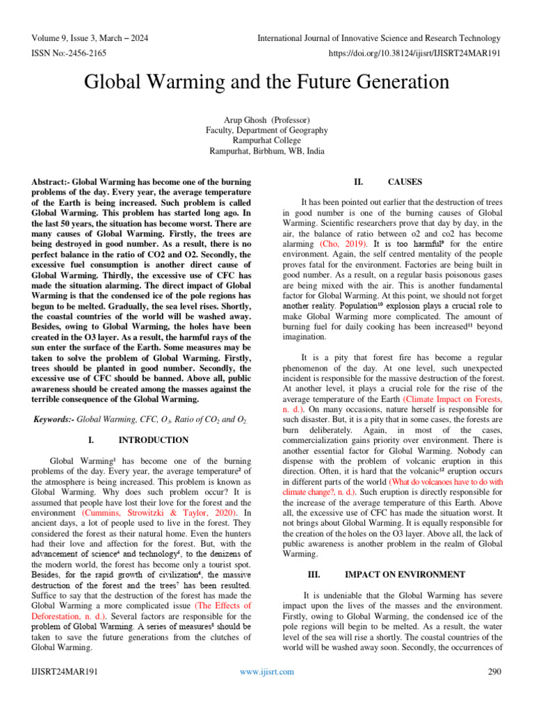 Global Warming and the Future Generation | PDF | Climate Change ...