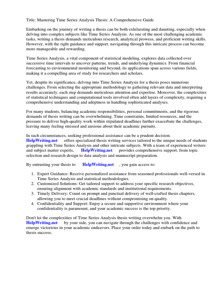 Time Series Analysis Thesis Pdf Time Series Forecasting