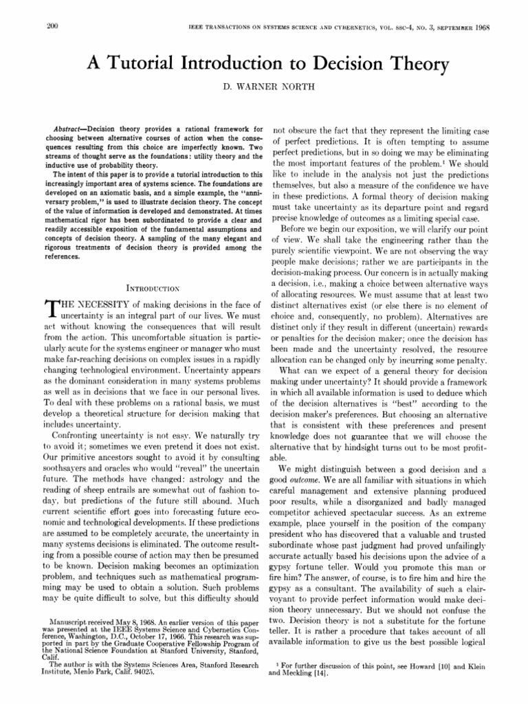Tutorial on Decision Theory Basics | PDF | Utility | Probability