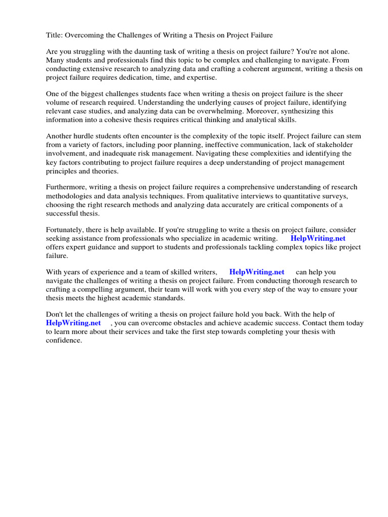 Thesis Help for Project Failure | PDF | Data Analysis | Statistics