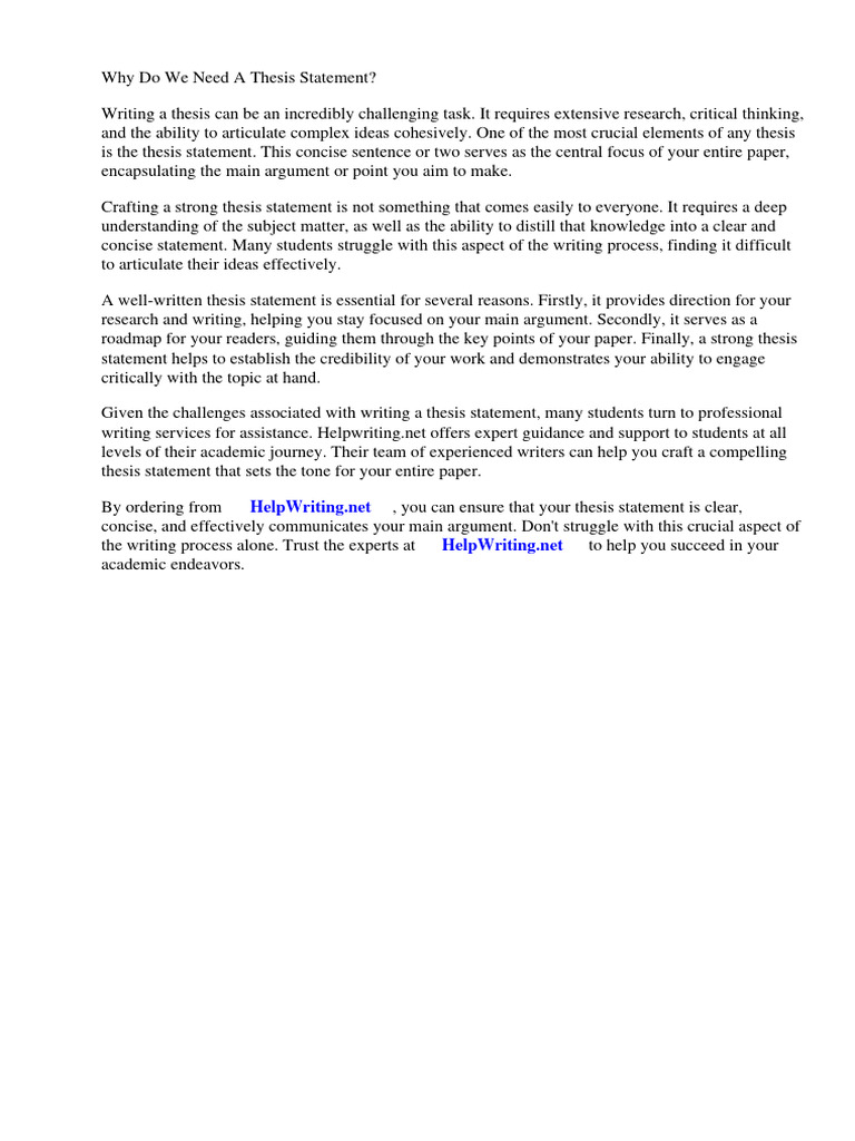 Why Do We Need A Thesis Statement | PDF | Essays | Thesis