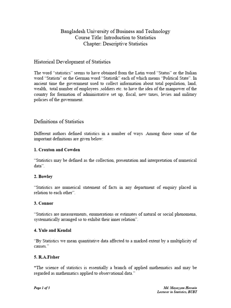 Introduction to Descriptive Statistics | PDF | Statistics | Mathematics