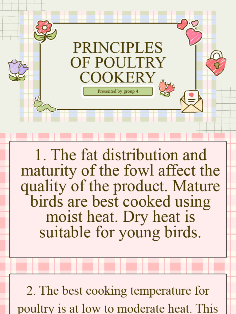 Group 4 Principles of Poultry Cookery and More | PDF | Cooking | Poultry