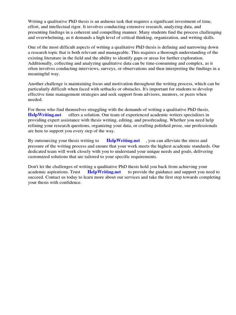 How To Write A Qualitative Phd Thesis Pdf Thesis Qualitative Research
