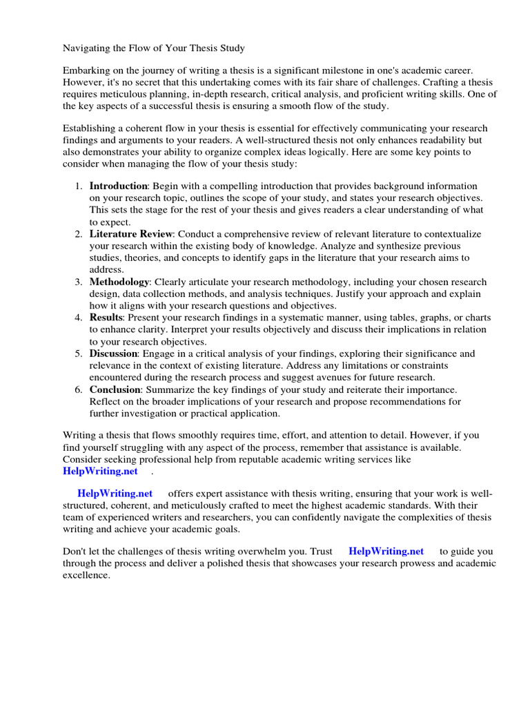 Flow of The Study Thesis | PDF | Methodology | Thesis