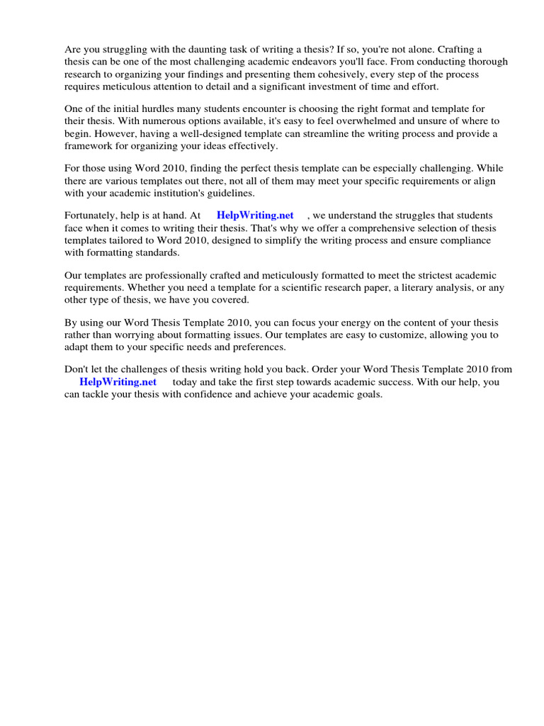 Word Thesis Template 2010 | PDF | Thesis | Microsoft Word