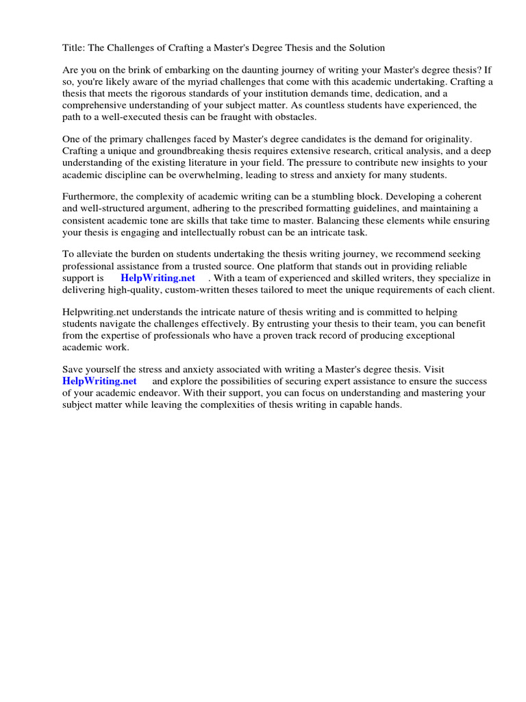 Masters Degree Thesis Examples | PDF | Thesis