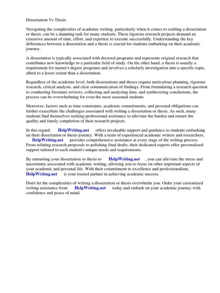 Dissertation Vs Thesis | PDF | Thesis | Doctorate