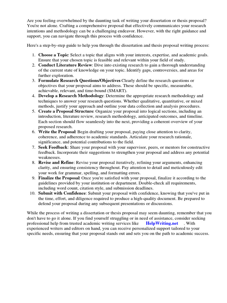 A Step by Step Guide To Dissertation and Thesis Proposal Writing ...