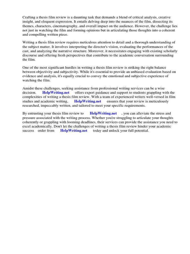 Thesis Film Review | PDF | Animation | Essays