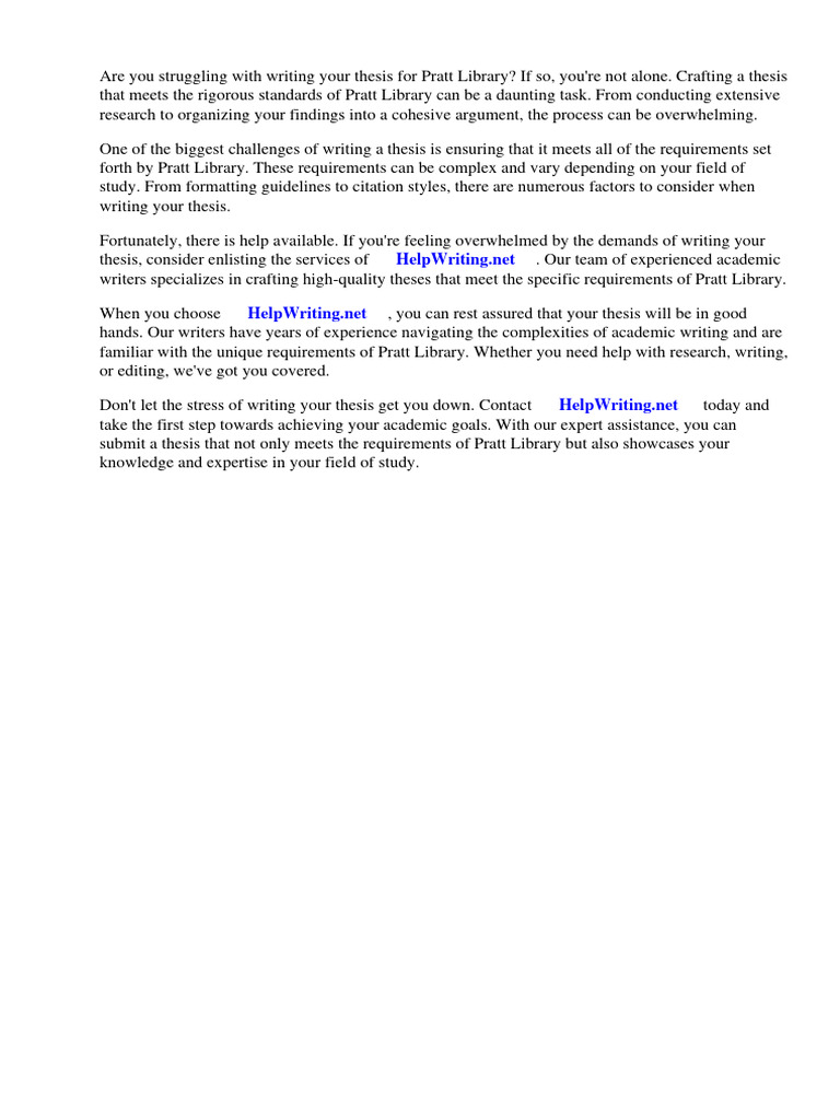 Pratt Library Thesis Requirements | PDF | Libraries | Thesis