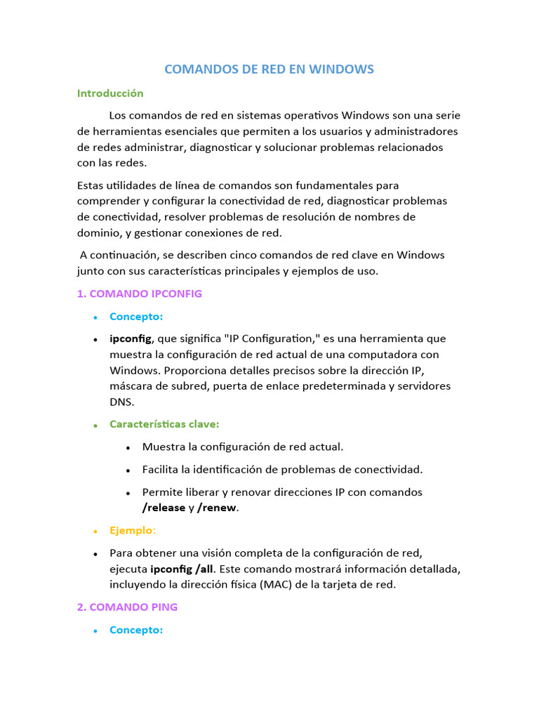 Comandos de Red en Windows | PDF | Red de computadoras | Redes de ... Comandos de Red en Windows | PDF | Red de computadoras | Redes de ...