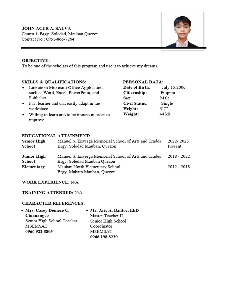 Resume (JAS) | PDF | Cognition | Behavior Modification