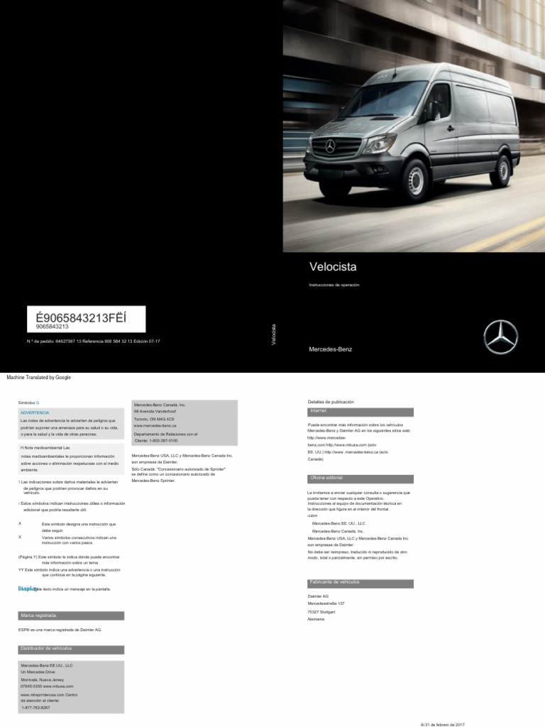 Manual Mecedez Benz Sprinter 415 Panel | PDF | Sistema de freno ...