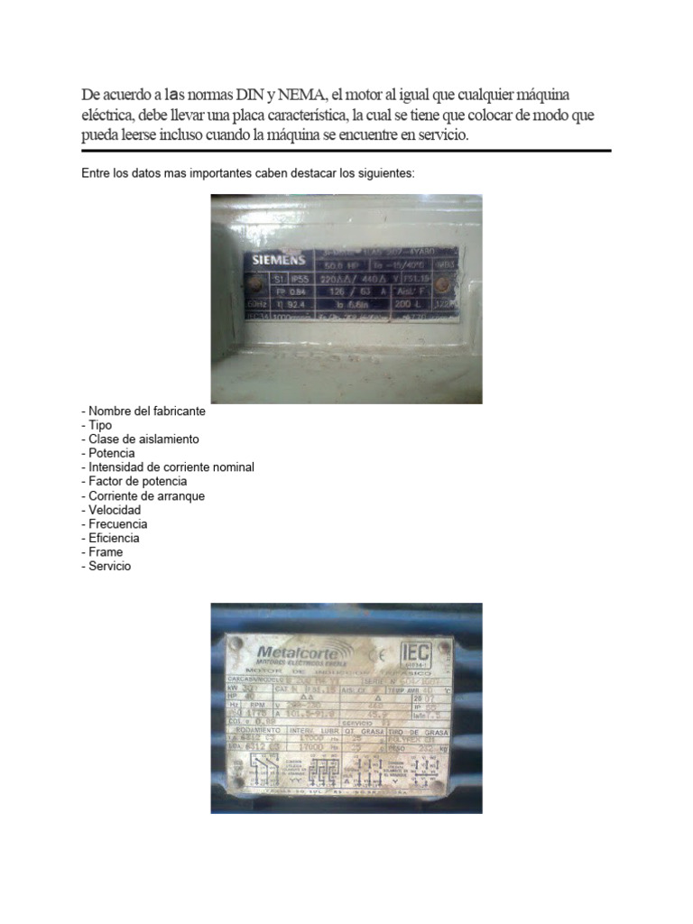 Normas DIN y NEMA | PDF | Motores | Temperatura