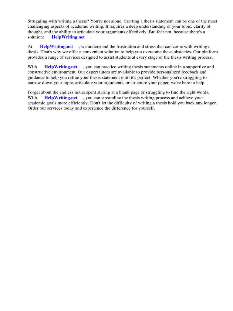 Practice Writing Thesis Statements Online | PDF | Essays | Thesis