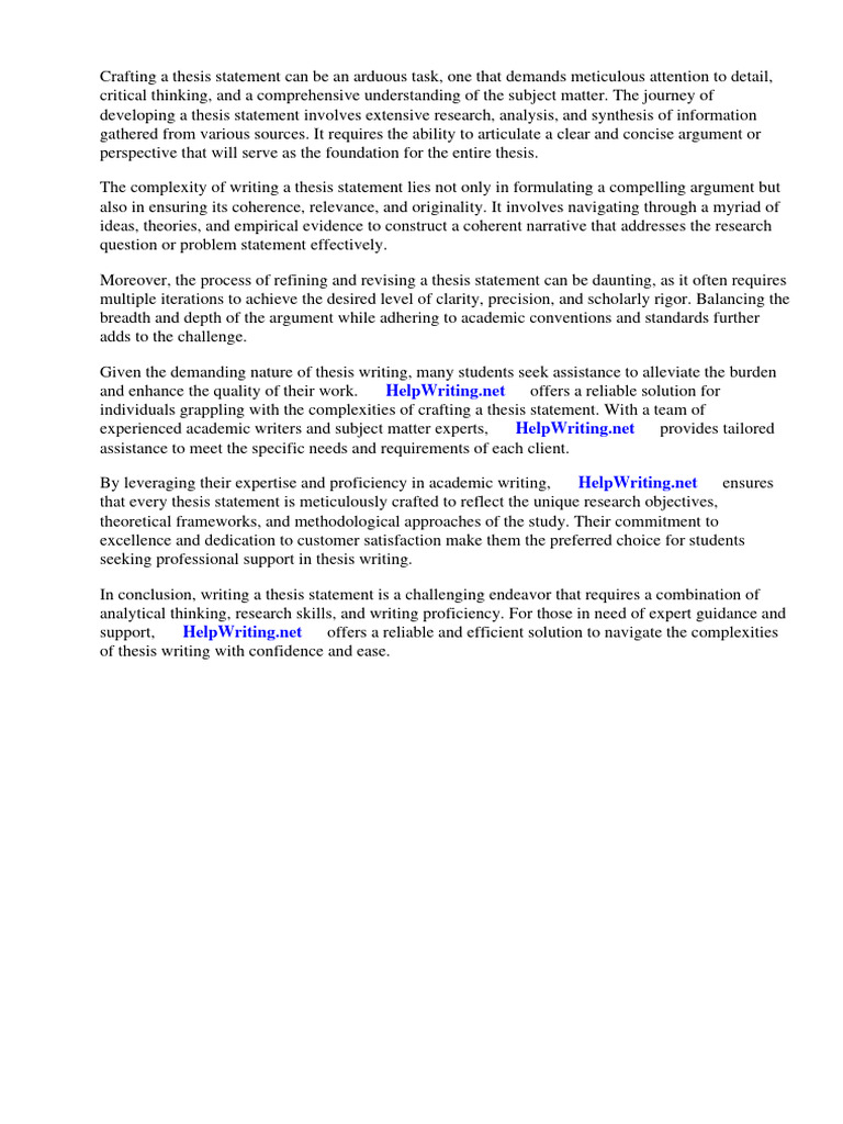 Thesis Statement Main Use | PDF | Essays | Thesis
