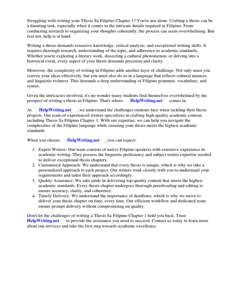 Thesis Sa Filipino Chapter 1 | PDF | Tagalog Language | Linguistics