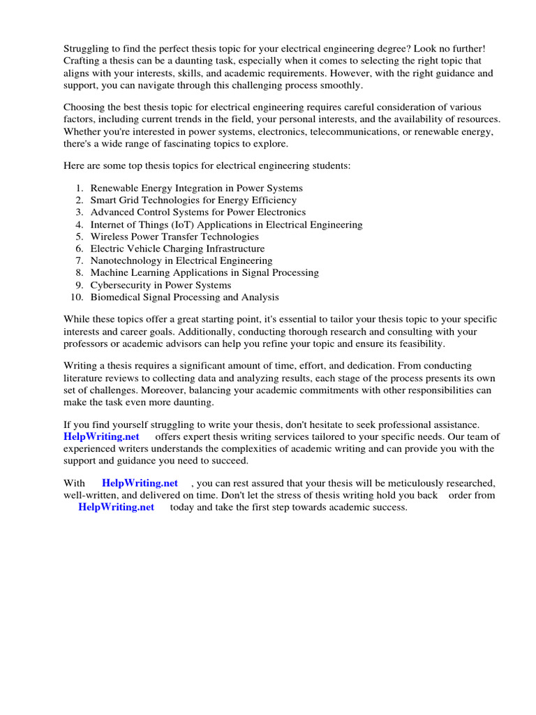 Best Thesis Topics For Electrical Engineering | PDF | Electrical Engineering | Engineering