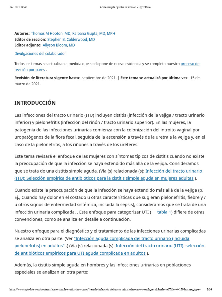 cistitis aguda | PDF | Infección del tracto urinario | Ciencias de la Salud