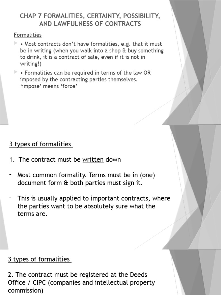Contract Formalities and Legality Explained | PDF | Restraint Of Trade | Surety