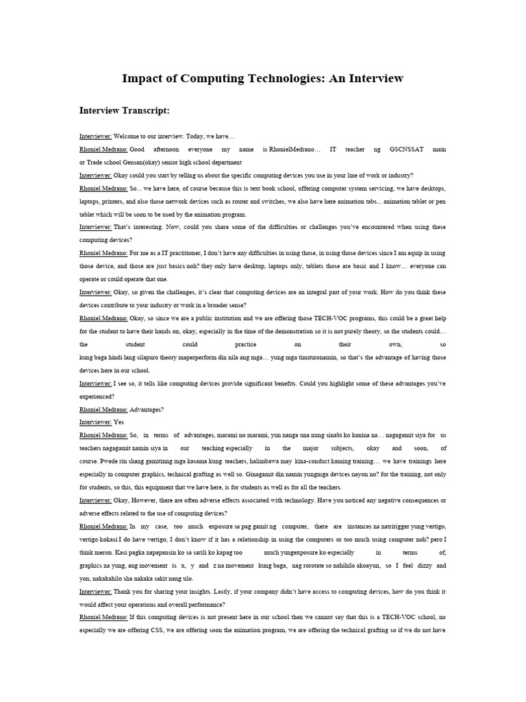 Impact of Compu | PDF | Vocational Education | Desktop Computer