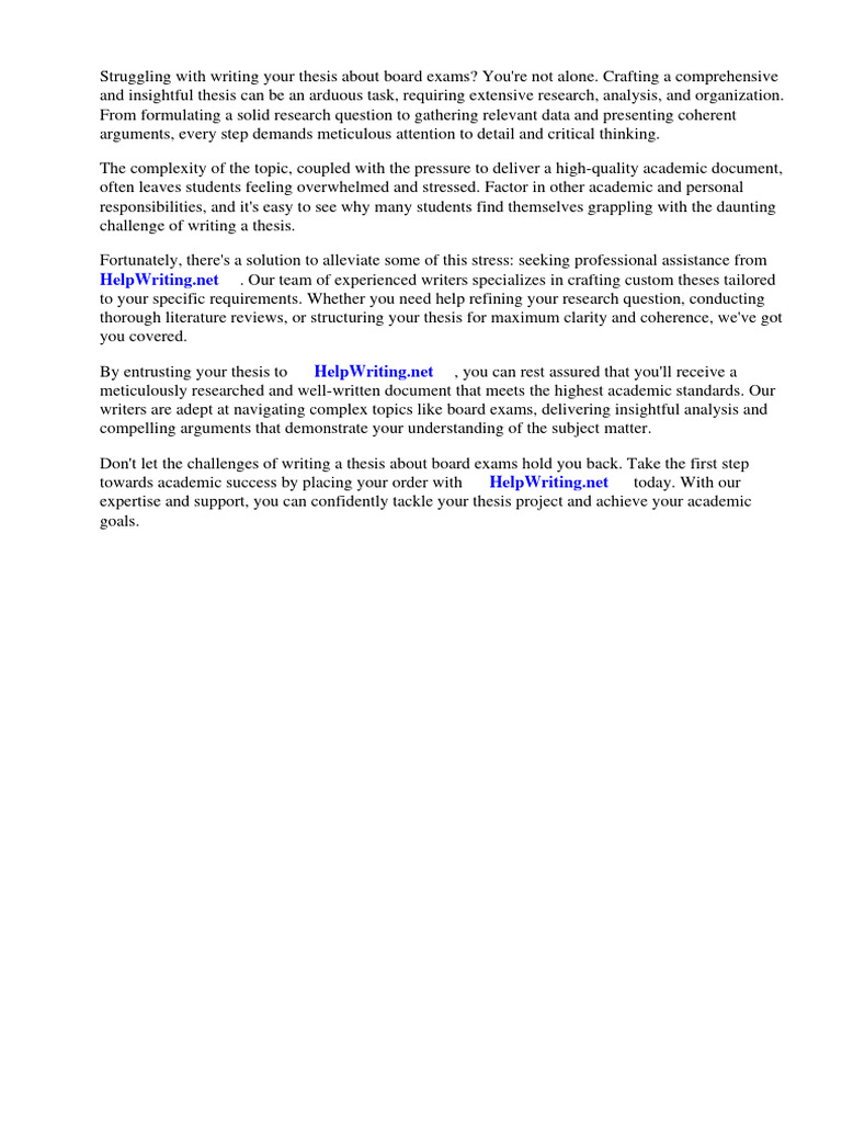 Sample Thesis About Board Exam | PDF | Thesis | Doctor Of Philosophy