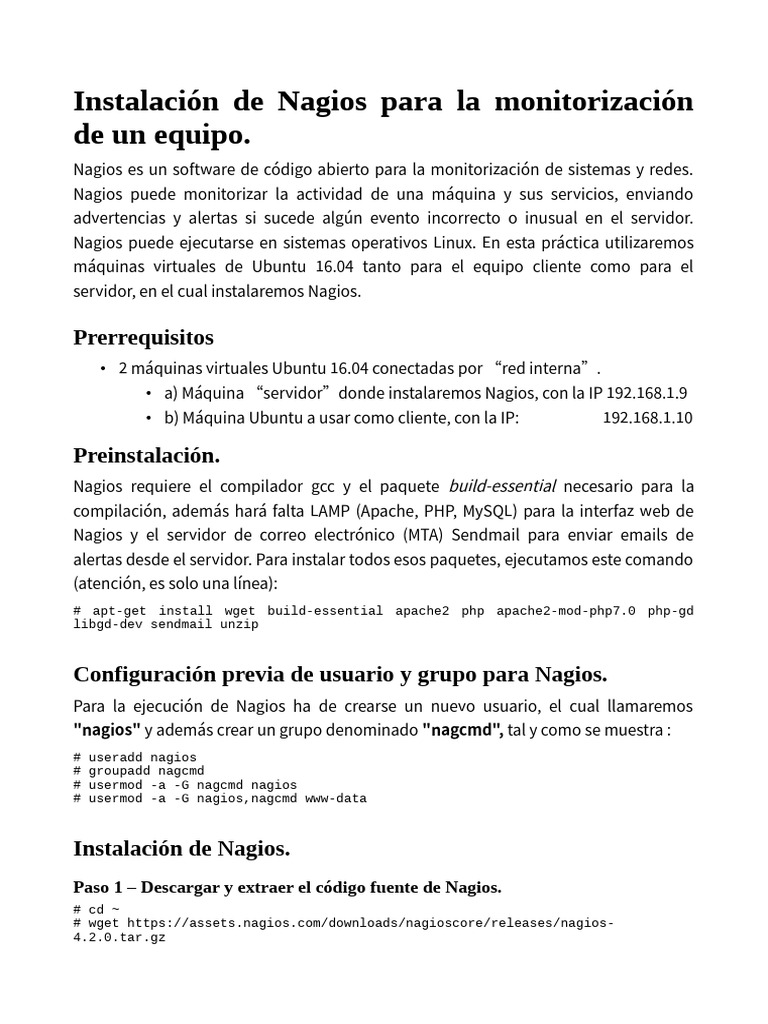 Ejercicio NAGIOS - 2 | PDF | Servidor HTTP Apache | Servidor (Computación)