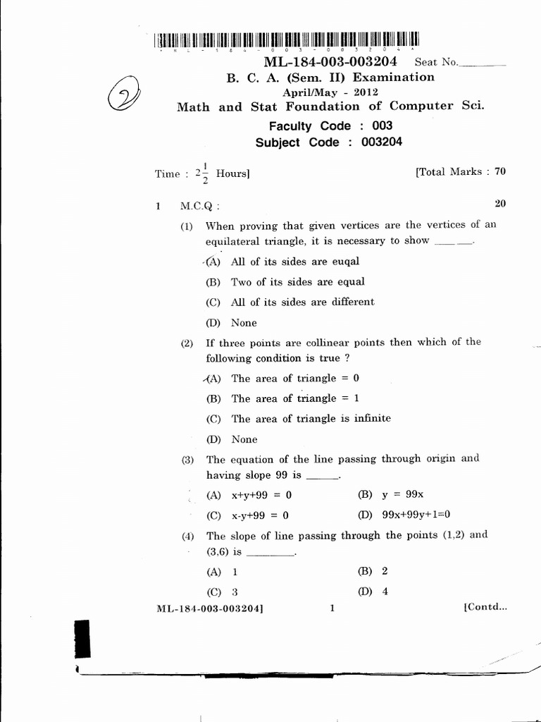 Maths - 2012. | PDF | Triangle | Area